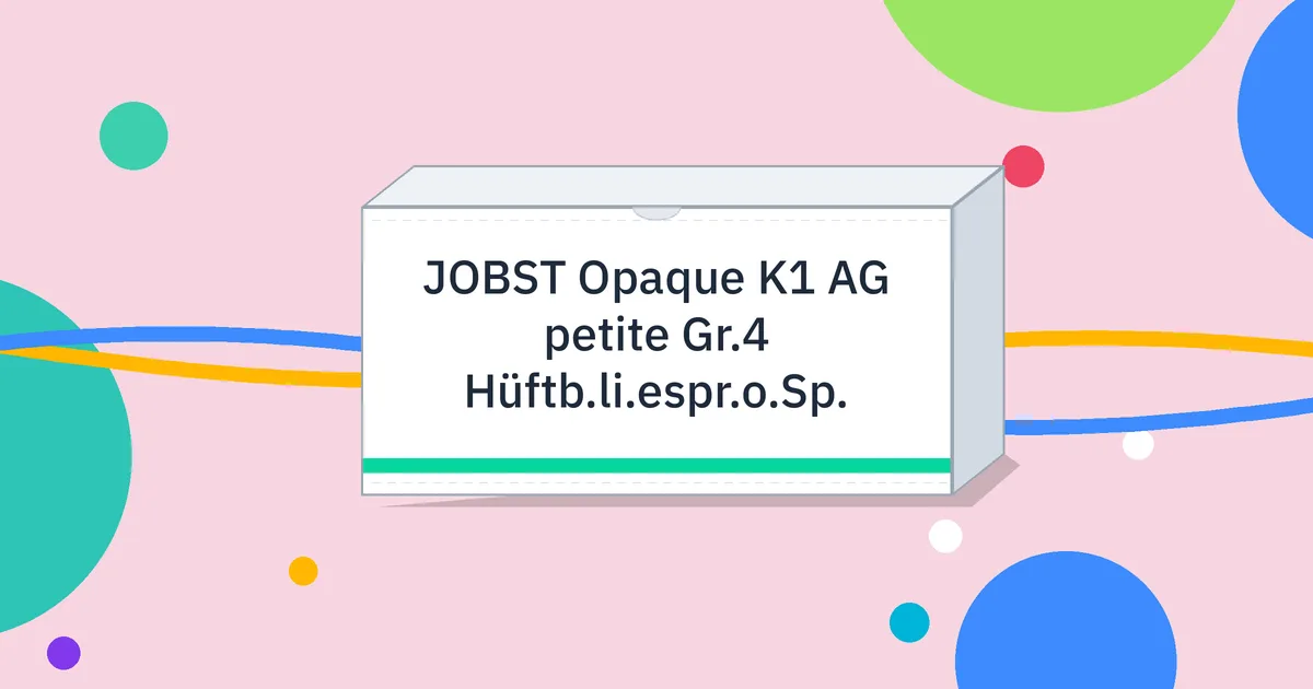 Symbolbild: Packung mit der Aufschrift JOBST Opaque K1 AG petite Gr.4 Hüftb.li.espr.o.Sp. (PZN 16273906) – Verfügbarkeit und Bezug in Apotheken in Frankfurt am Main