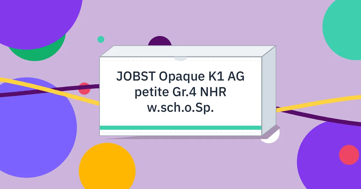 Symbolbild: Packung mit der Aufschrift JOBST Opaque K1 AG petite Gr.4 NHR w.sch.o.Sp. (PZN 13088657) – Verfügbarkeit und Bezug in Apotheken in Frankfurt am Main
