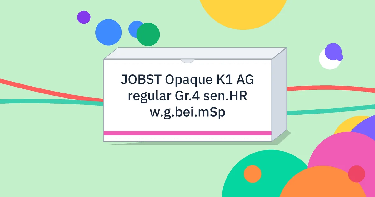 Symbolbild: Packung mit der Aufschrift JOBST Opaque K1 AG regular Gr.4 sen.HR w.g.bei.mSp (PZN 16265918) – Verfügbarkeit und Bezug in Apotheken in Frankfurt am Main