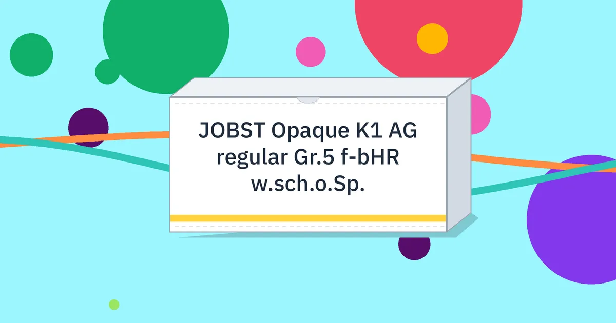 Symbolbild: Packung mit der Aufschrift JOBST Opaque K1 AG regular Gr.5 f-bHR w.sch.o.Sp. (PZN 13094907) – Verfügbarkeit und Bezug in Apotheken in Frankfurt am Main