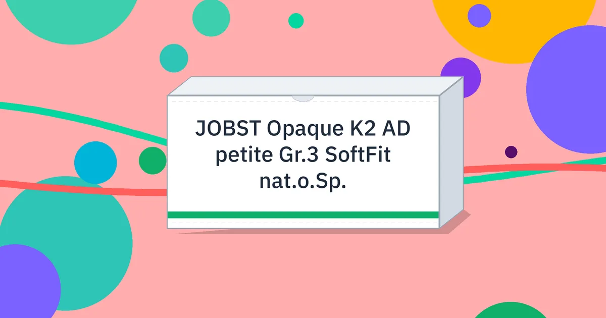 Symbolbild: Packung mit der Aufschrift JOBST Opaque K2 AD petite Gr.3 SoftFit nat.o.Sp. (PZN 11250409) – Verfügbarkeit und Bezug in Apotheken in Frankfurt am Main
