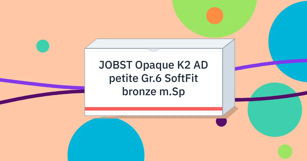 Symbolbild: Packung mit der Aufschrift JOBST Opaque K2 AD petite Gr.6 SoftFit bronze m.Sp (PZN 13109201) – Verfügbarkeit und Bezug in Apotheken in Frankfurt am Main