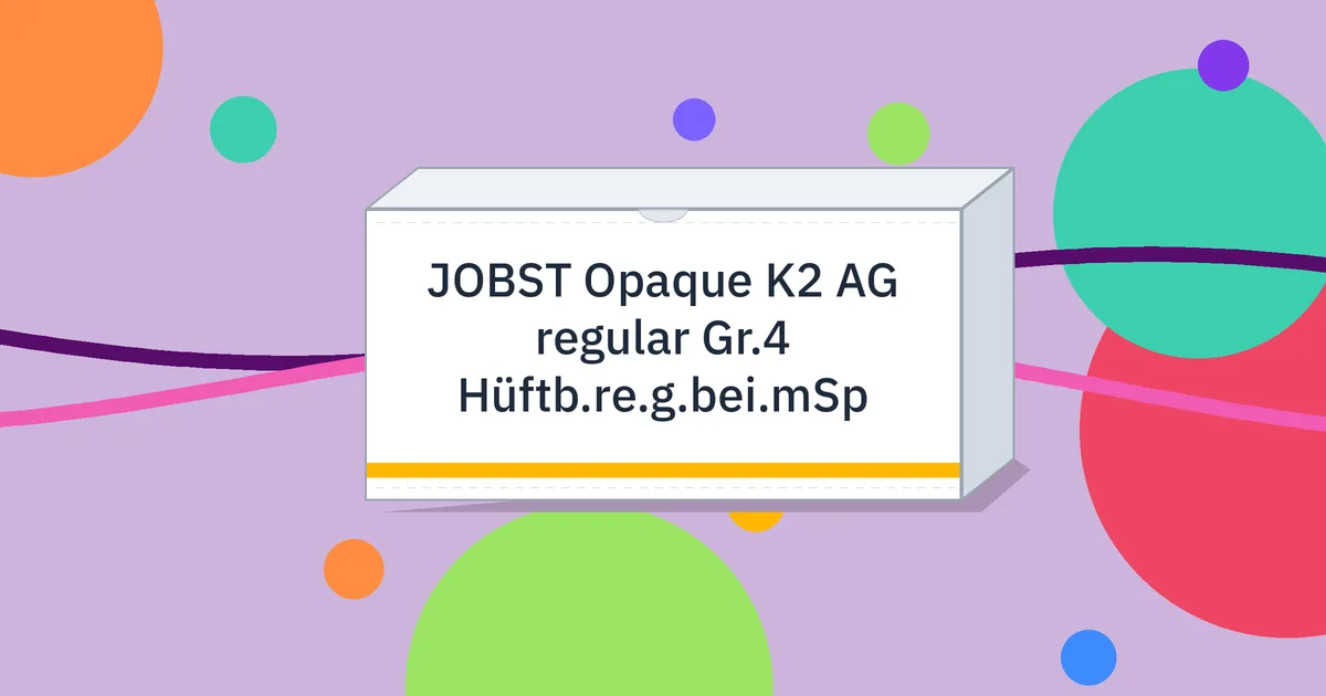 Symbolbild: Packung mit der Aufschrift JOBST Opaque K2 AG regular Gr.4 Hüftb.re.g.bei.mSp (PZN 16286837) – Verfügbarkeit und Bezug in Apotheken in Frankfurt am Main