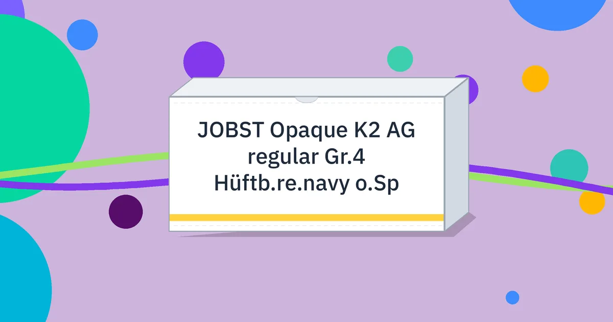 Symbolbild: Packung mit der Aufschrift JOBST Opaque K2 AG regular Gr.4 Hüftb.re.navy o.Sp (PZN 13117614) – Verfügbarkeit und Bezug in Apotheken in Frankfurt am Main
