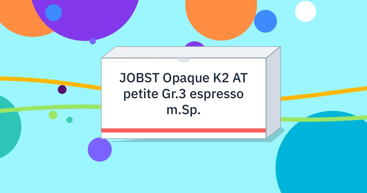Symbolbild: Packung mit der Aufschrift JOBST Opaque K2 AT petite Gr.3 espresso m.Sp. (PZN 16291608) – Verfügbarkeit und Bezug in Apotheken in Frankfurt am Main