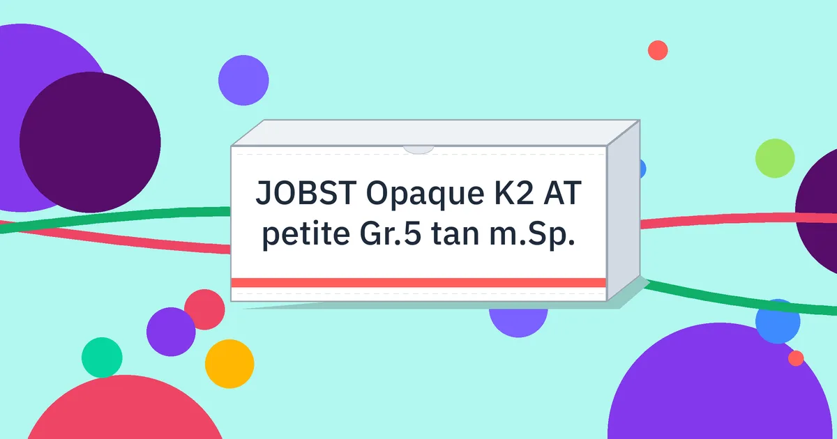 Symbolbild: Packung mit der Aufschrift JOBST Opaque K2 AT petite Gr.5 tan m.Sp. (PZN 16291229) – Verfügbarkeit und Bezug in Apotheken in Frankfurt am Main
