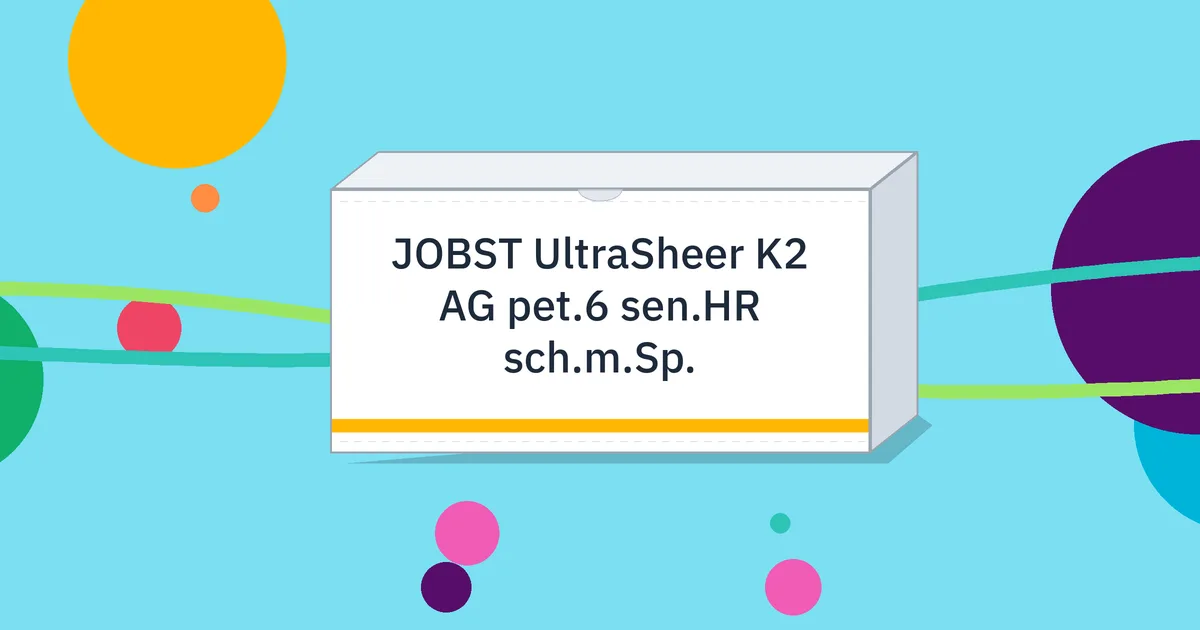 Symbolbild: Packung mit der Aufschrift JOBST UltraSheer K2 AG pet.6 sen.HR sch.m.Sp. (PZN 11265517) – Verfügbarkeit und Bezug in Apotheken in Frankfurt am Main