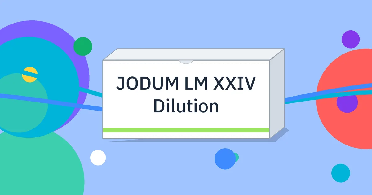 Symbolbild: Packung mit der Aufschrift JODUM LM XXIV Dilution (PZN 04495375) – Verfügbarkeit und Bezug in Apotheken in Frankfurt am Main