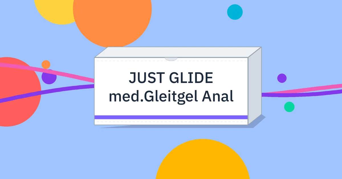 Symbolbild: Packung mit der Aufschrift JUST GLIDE med.Gleitgel Anal (PZN 10227377) – Verfügbarkeit und Bezug in Apotheken in Frankfurt am Main