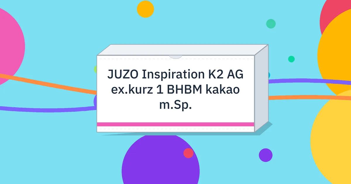 Symbolbild: Packung mit der Aufschrift JUZO Inspiration K2 AG ex.kurz 1 BHBM kakao m.Sp. (PZN 14876368) – Verfügbarkeit und Bezug in Apotheken in Frankfurt am Main