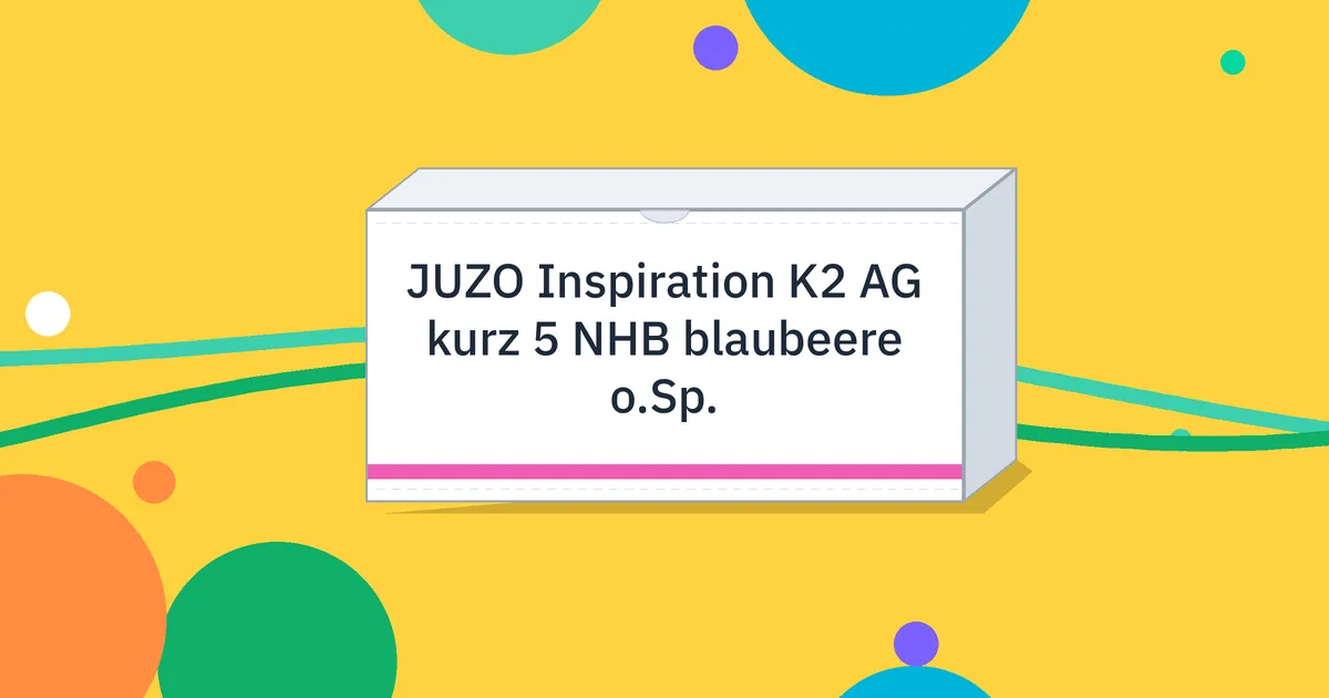 Symbolbild: Packung mit der Aufschrift JUZO Inspiration K2 AG kurz 5 NHB blaubeere o.Sp. (PZN 14922789) – Verfügbarkeit und Bezug in Apotheken in Frankfurt am Main