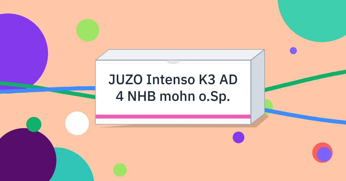 Symbolbild: Packung mit der Aufschrift JUZO Intenso K3 AD 4 NHB mohn o.Sp. (PZN 18641662) – Verfügbarkeit und Bezug in Apotheken in Frankfurt am Main