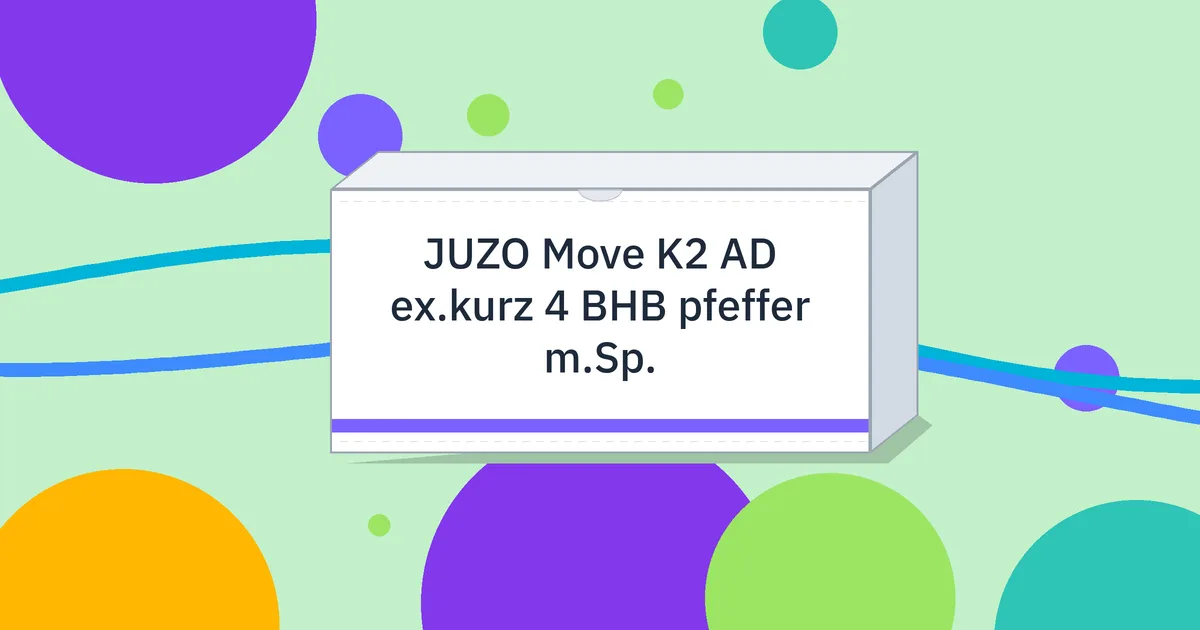 Symbolbild: Packung mit der Aufschrift JUZO Move K2 AD ex.kurz 4 BHB pfeffer m.Sp. (PZN 16340583) – Verfügbarkeit und Bezug in Apotheken in Frankfurt am Main