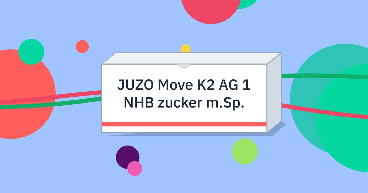 Symbolbild: Packung mit der Aufschrift JUZO Move K2 AG 1 NHB zucker m.Sp. (PZN 18523655) – Verfügbarkeit und Bezug in Apotheken in Frankfurt am Main