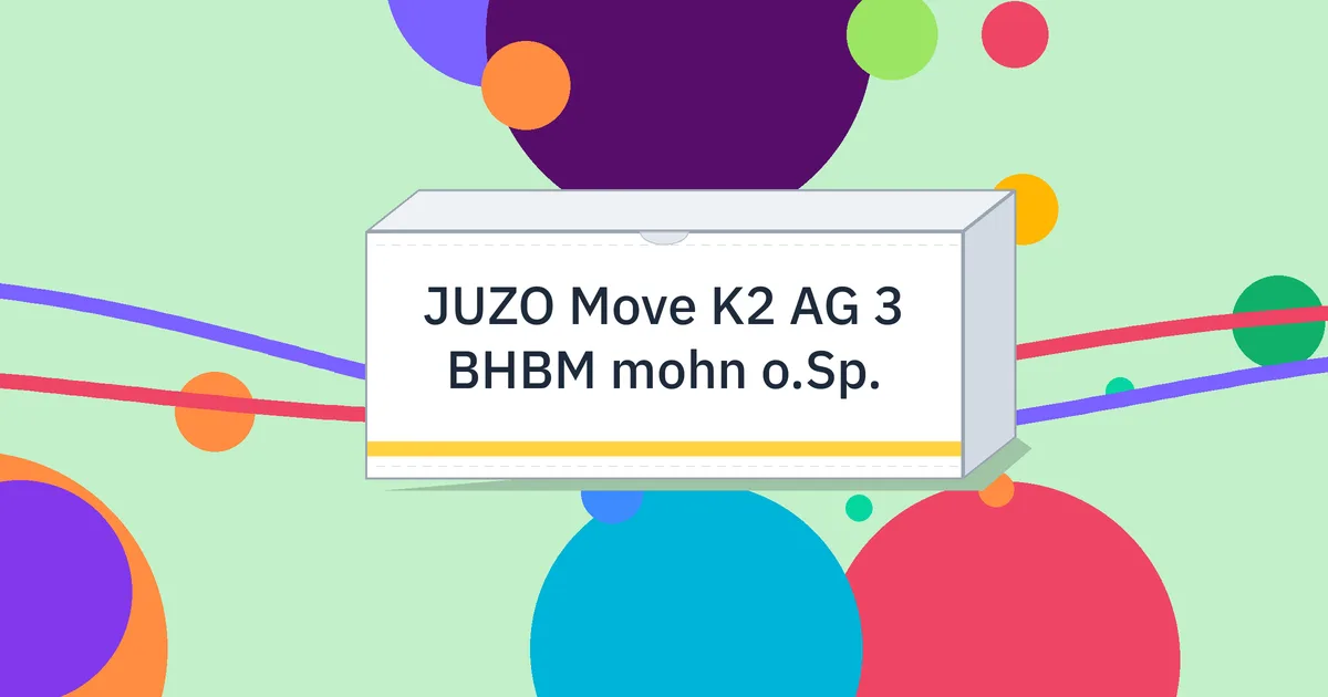 Symbolbild: Packung mit der Aufschrift JUZO Move K2 AG 3 BHBM mohn o.Sp. (PZN 18558263) – Verfügbarkeit und Bezug in Apotheken in Frankfurt am Main