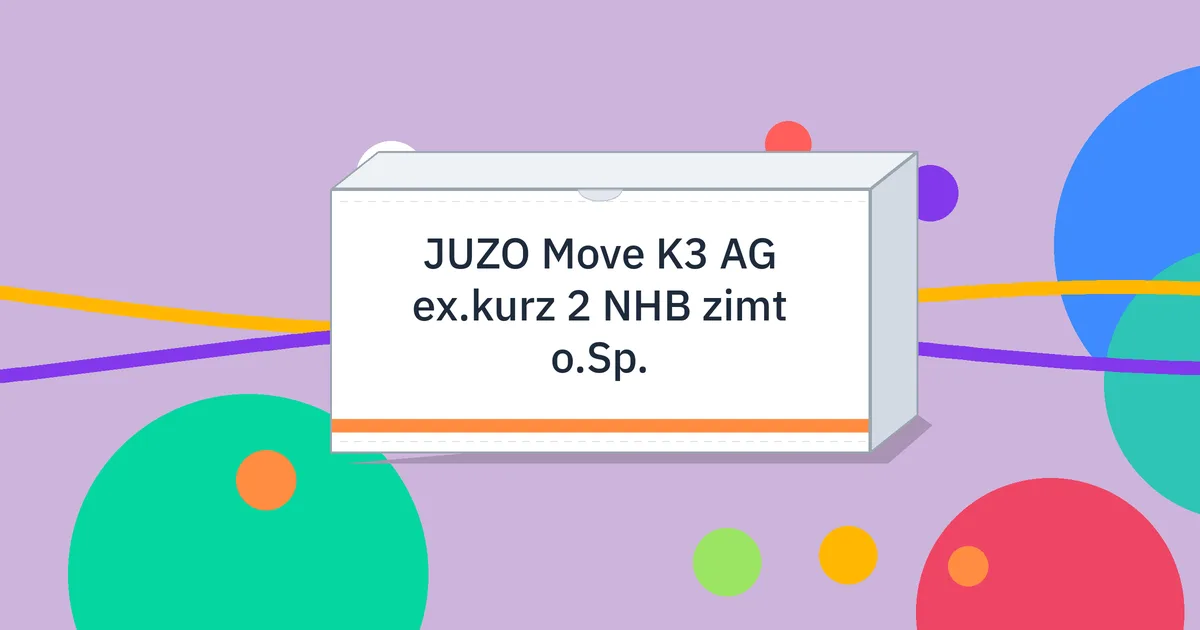 Symbolbild: Packung mit der Aufschrift JUZO Move K3 AG ex.kurz 2 NHB zimt o.Sp. (PZN 18585099) – Verfügbarkeit und Bezug in Apotheken in Frankfurt am Main