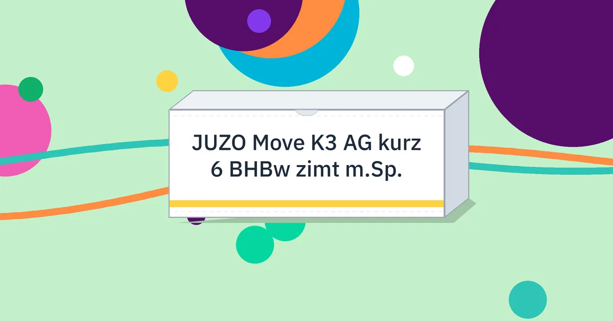 Symbolbild: Packung mit der Aufschrift JUZO Move K3 AG kurz 6 BHBw zimt m.Sp. (PZN 18579845) – Verfügbarkeit und Bezug in Apotheken in Frankfurt am Main