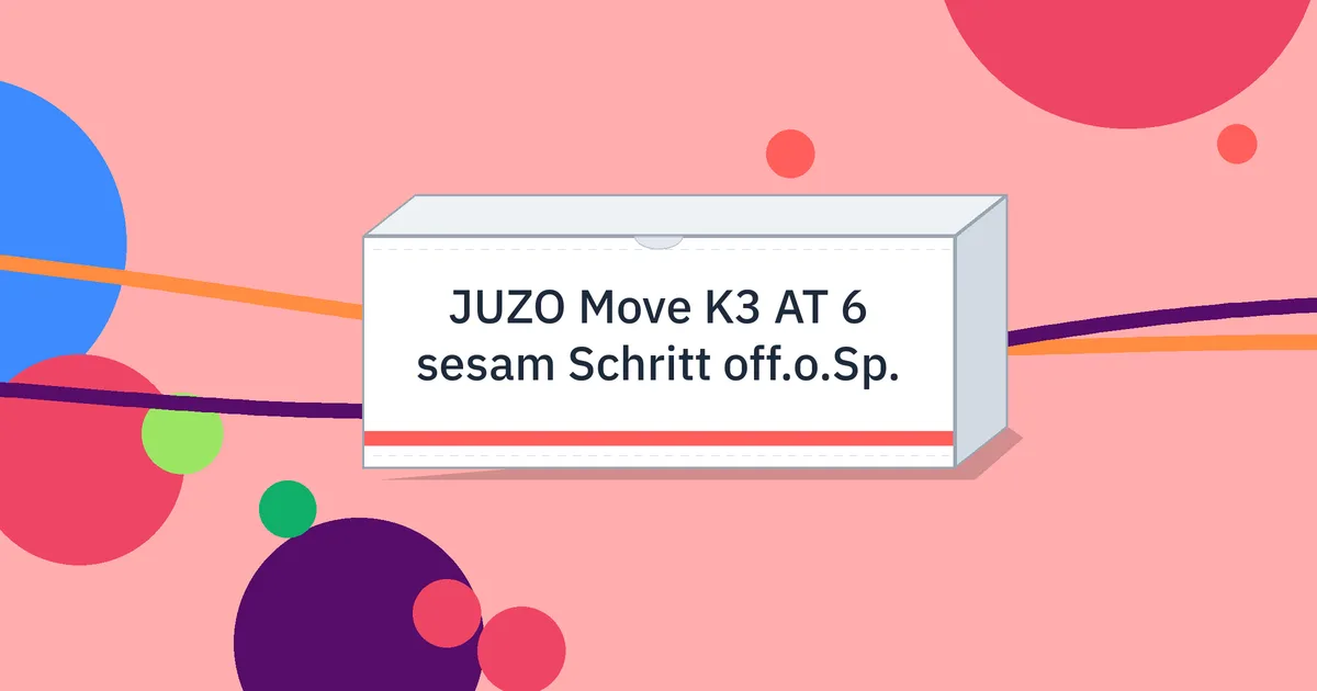 Symbolbild: Packung mit der Aufschrift JUZO Move K3 AT 6 sesam Schritt off.o.Sp. (PZN 20679011) – Verfügbarkeit und Bezug in Apotheken in Frankfurt am Main