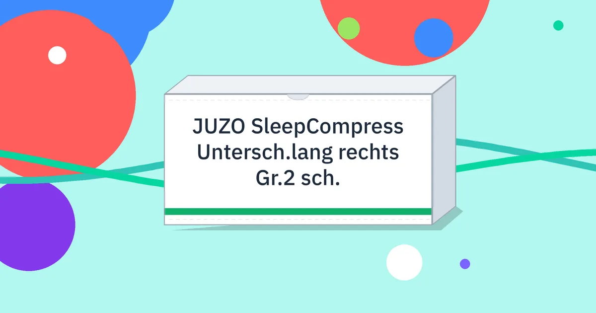 Symbolbild: Packung mit der Aufschrift JUZO SleepCompress Untersch.lang rechts Gr.2 sch. (PZN 19622589) – Verfügbarkeit und Bezug in Apotheken in Frankfurt am Main