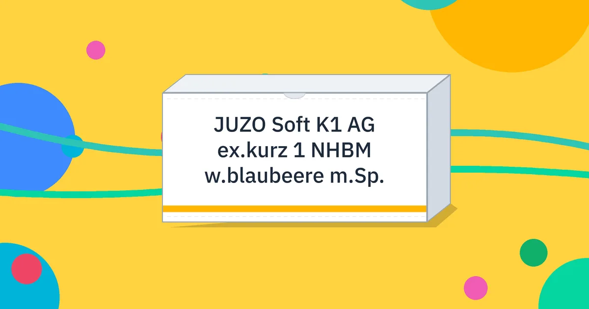 Symbolbild: Packung mit der Aufschrift JUZO Soft K1 AG ex.kurz 1 NHBM w.blaubeere m.Sp. (PZN 15016780) – Verfügbarkeit und Bezug in Apotheken in Frankfurt am Main