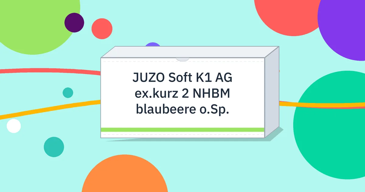 Symbolbild: Packung mit der Aufschrift JUZO Soft K1 AG ex.kurz 2 NHBM blaubeere o.Sp. (PZN 15000508) – Verfügbarkeit und Bezug in Apotheken in Frankfurt am Main