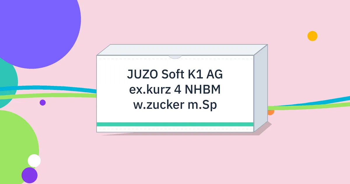 Symbolbild: Packung mit der Aufschrift JUZO Soft K1 AG ex.kurz 4 NHBM w.zucker m.Sp (PZN 15017785) – Verfügbarkeit und Bezug in Apotheken in Frankfurt am Main