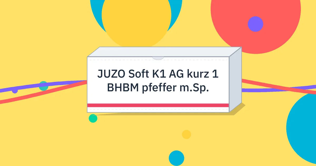 Symbolbild: Packung mit der Aufschrift JUZO Soft K1 AG kurz 1 BHBM pfeffer m.Sp. (PZN 14855449) – Verfügbarkeit und Bezug in Apotheken in Frankfurt am Main