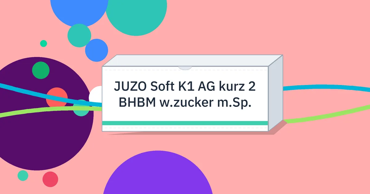 Symbolbild: Packung mit der Aufschrift JUZO Soft K1 AG kurz 2 BHBM w.zucker m.Sp. (PZN 14863259) – Verfügbarkeit und Bezug in Apotheken in Frankfurt am Main