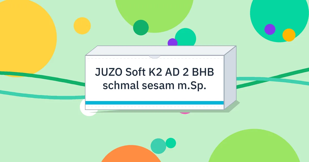 Symbolbild: Packung mit der Aufschrift JUZO Soft K2 AD 2 BHB schmal sesam m.Sp. (PZN 15465041) – Verfügbarkeit und Bezug in Apotheken in Frankfurt am Main