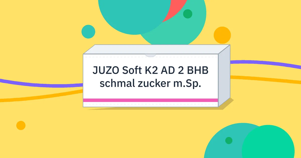 Symbolbild: Packung mit der Aufschrift JUZO Soft K2 AD 2 BHB schmal zucker m.Sp. (PZN 15464840) – Verfügbarkeit und Bezug in Apotheken in Frankfurt am Main
