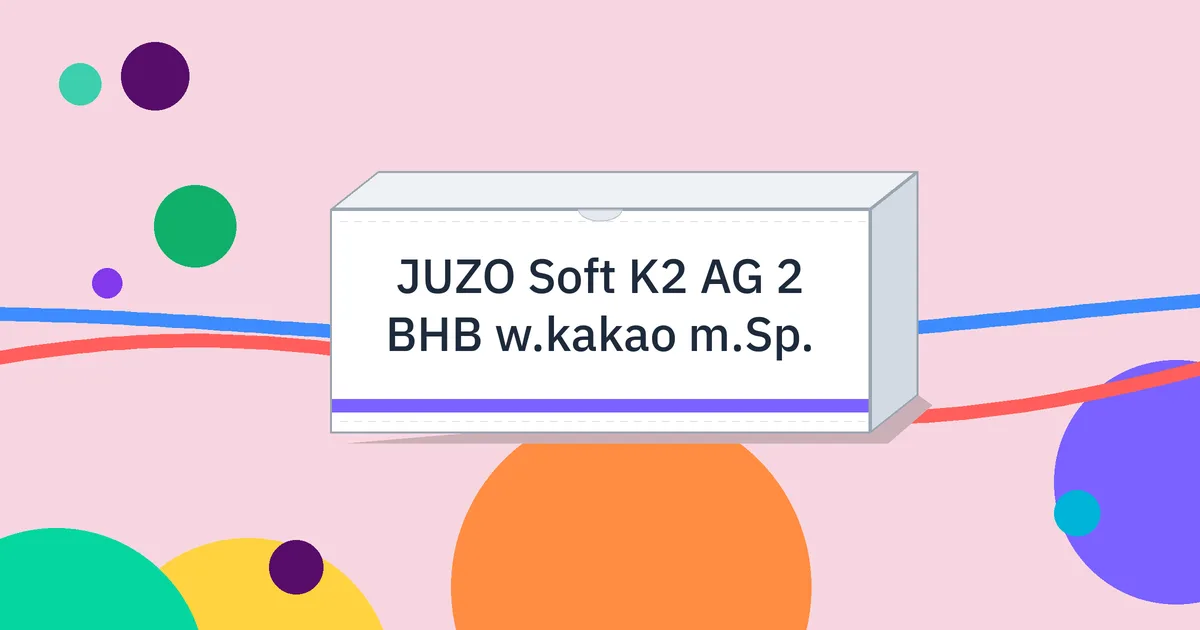 Symbolbild: Packung mit der Aufschrift JUZO Soft K2 AG 2 BHB w.kakao m.Sp. (PZN 14841068) – Verfügbarkeit und Bezug in Apotheken in Frankfurt am Main