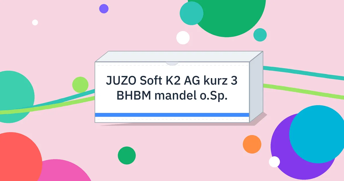 Symbolbild: Packung mit der Aufschrift JUZO Soft K2 AG kurz 3 BHBM mandel o.Sp. (PZN 14861763) – Verfügbarkeit und Bezug in Apotheken in Frankfurt am Main
