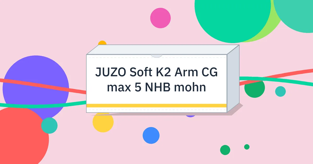 Symbolbild: Packung mit der Aufschrift JUZO Soft K2 Arm CG max 5 NHB mohn (PZN 15512898) – Verfügbarkeit und Bezug in Apotheken in Frankfurt am Main