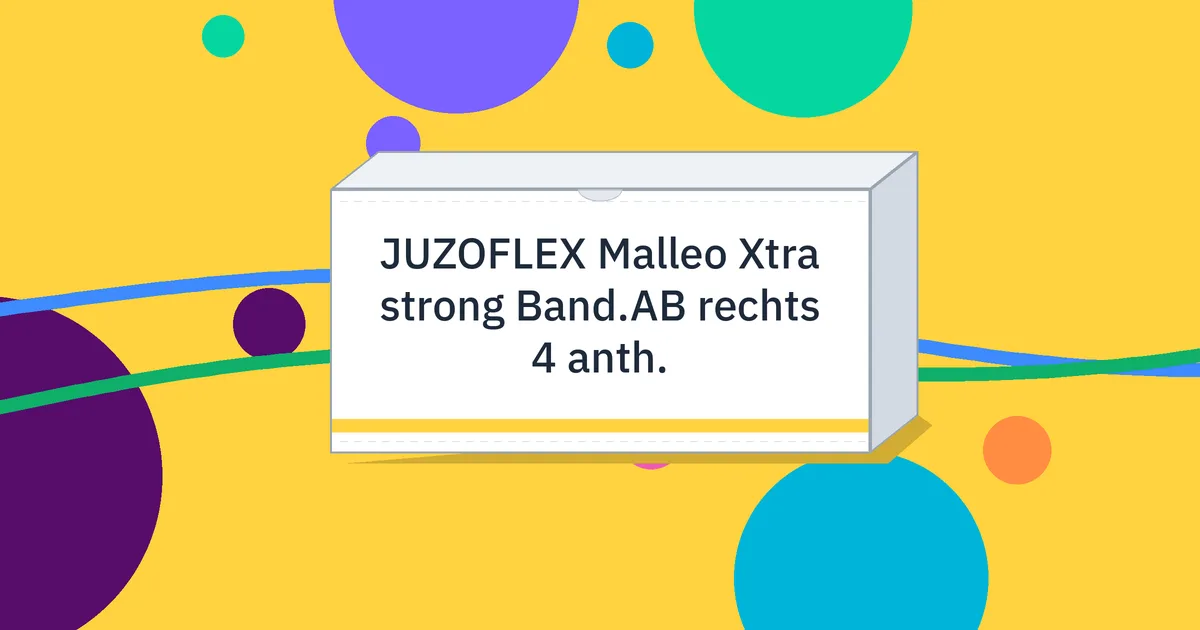 Symbolbild: Packung mit der Aufschrift JUZOFLEX Malleo Xtra strong Band.AB rechts 4 anth. (PZN 16634965) – Verfügbarkeit und Bezug in Apotheken in Frankfurt am Main