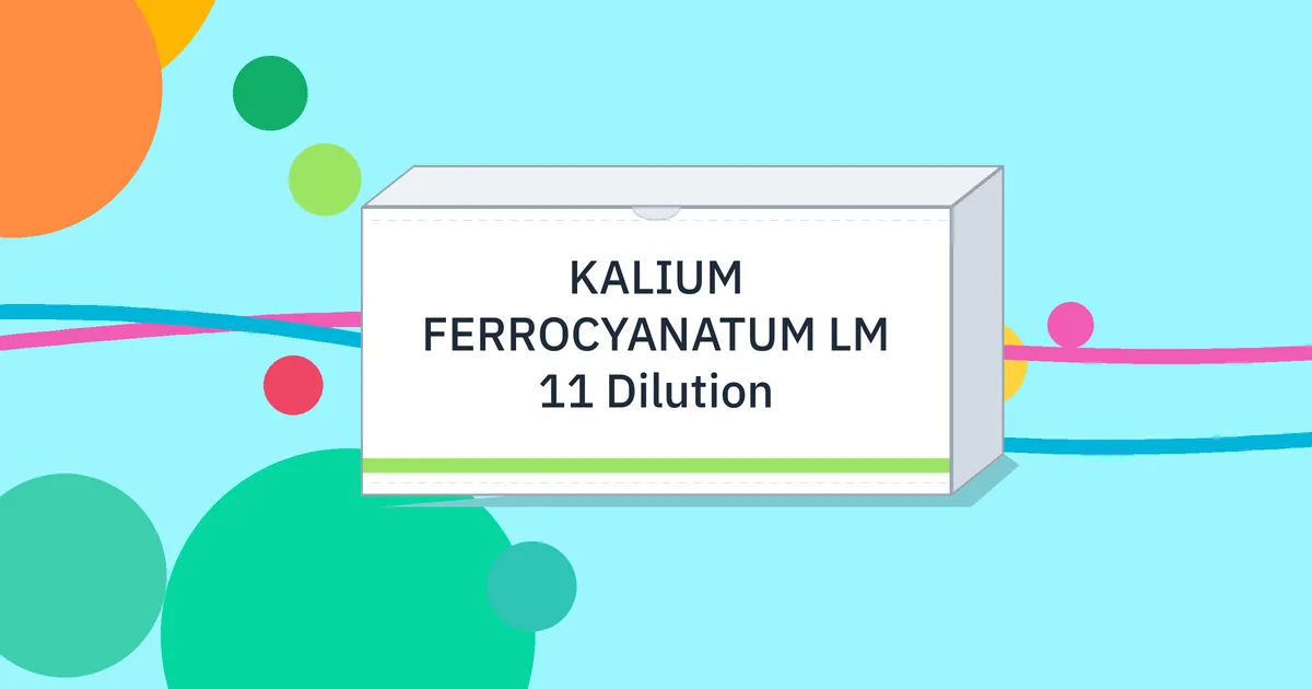 Symbolbild: Packung mit der Aufschrift KALIUM FERROCYANATUM LM 11 Dilution (PZN 12921018) – Verfügbarkeit und Bezug in Apotheken in Frankfurt am Main