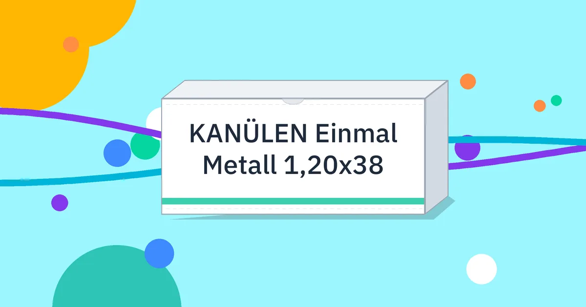 Symbolbild: Packung mit der Aufschrift KANÜLEN Einmal Metall 1,20x38 (PZN 01964800) – Verfügbarkeit und Bezug in Apotheken in Frankfurt am Main