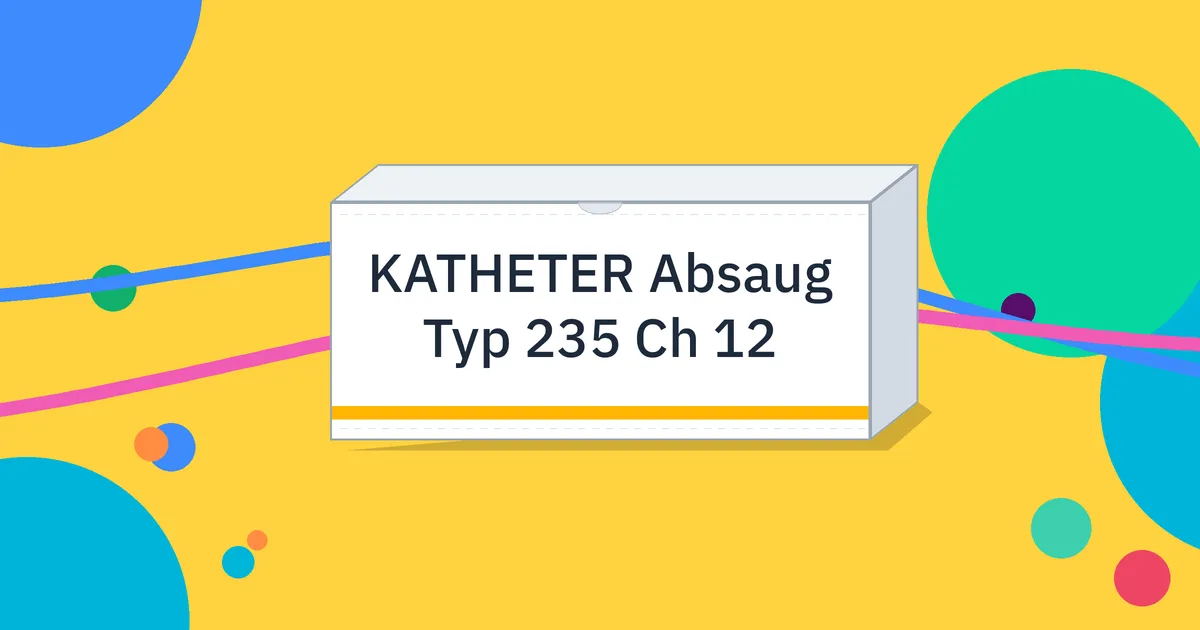 Symbolbild: Packung mit der Aufschrift KATHETER Absaug Typ 235 Ch 12 (PZN 05110354) – Verfügbarkeit und Bezug in Apotheken in Frankfurt am Main
