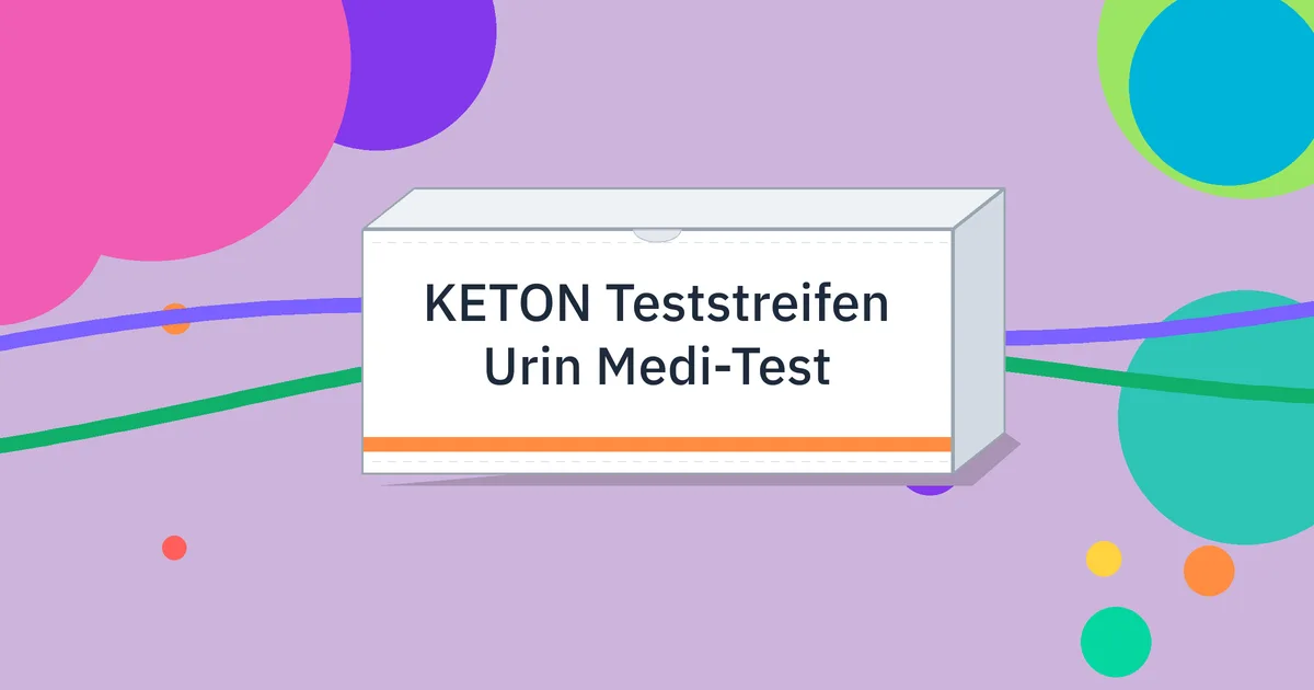 Symbolbild: Packung mit der Aufschrift KETON Teststreifen Urin Medi-Test (PZN 12376578) – Verfügbarkeit und Bezug in Apotheken in Frankfurt am Main
