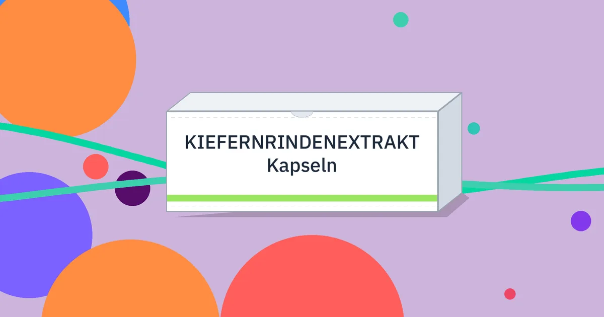 Symbolbild: Packung mit der Aufschrift KIEFERNRINDENEXTRAKT Kapseln (PZN 20643450) – Verfügbarkeit und Bezug in Apotheken in Frankfurt am Main