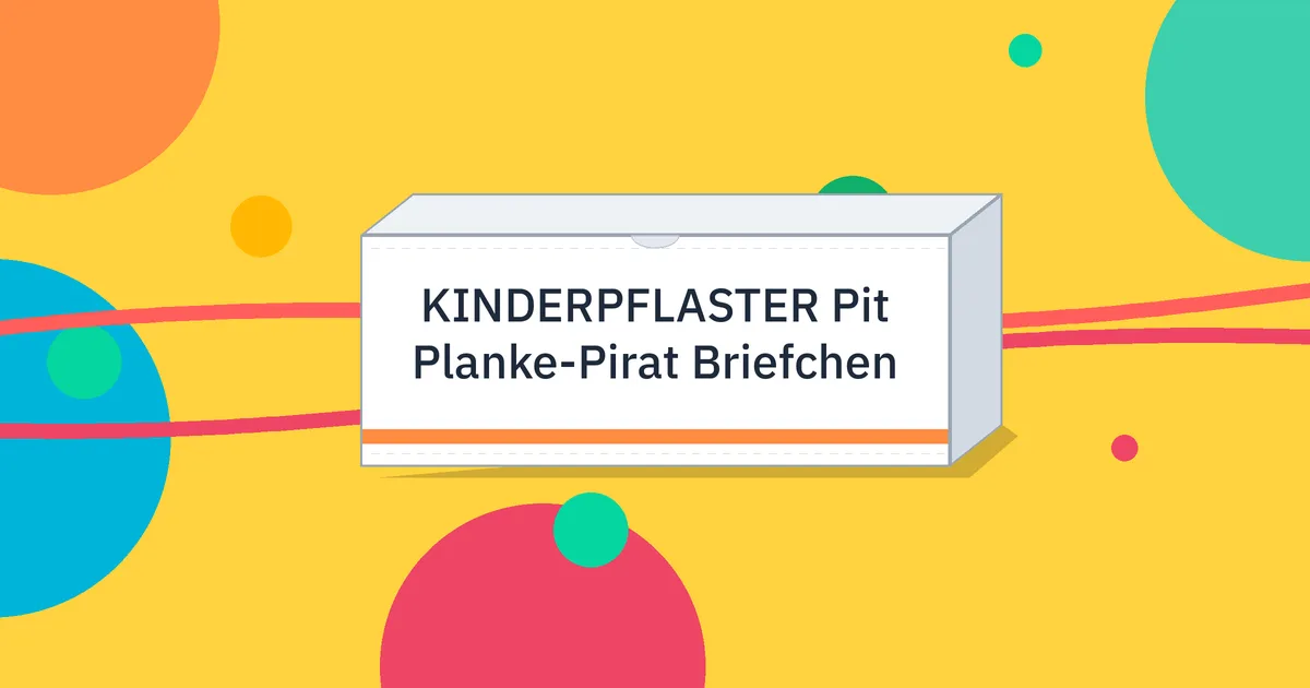 Symbolbild: Packung mit der Aufschrift KINDERPFLASTER Pit Planke-Pirat Briefchen (PZN 19405277) – Verfügbarkeit und Bezug in Apotheken in Frankfurt am Main