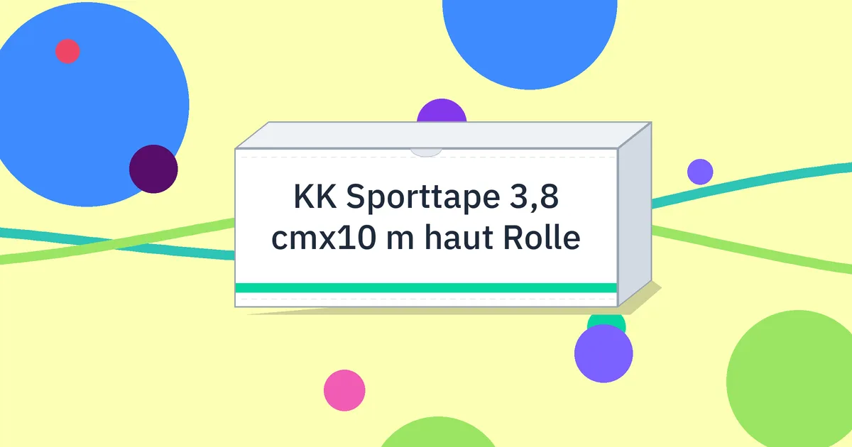Symbolbild: Packung mit der Aufschrift KK Sporttape 3,8 cmx10 m haut Rolle (PZN 14242511) – Verfügbarkeit und Bezug in Apotheken in Frankfurt am Main