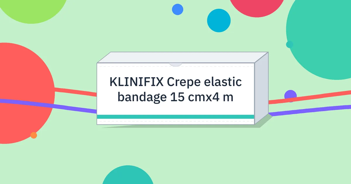 Symbolbild: Packung mit der Aufschrift KLINIFIX Crepe elastic bandage 15 cmx4 m (PZN 19851752) – Verfügbarkeit und Bezug in Apotheken in Frankfurt am Main