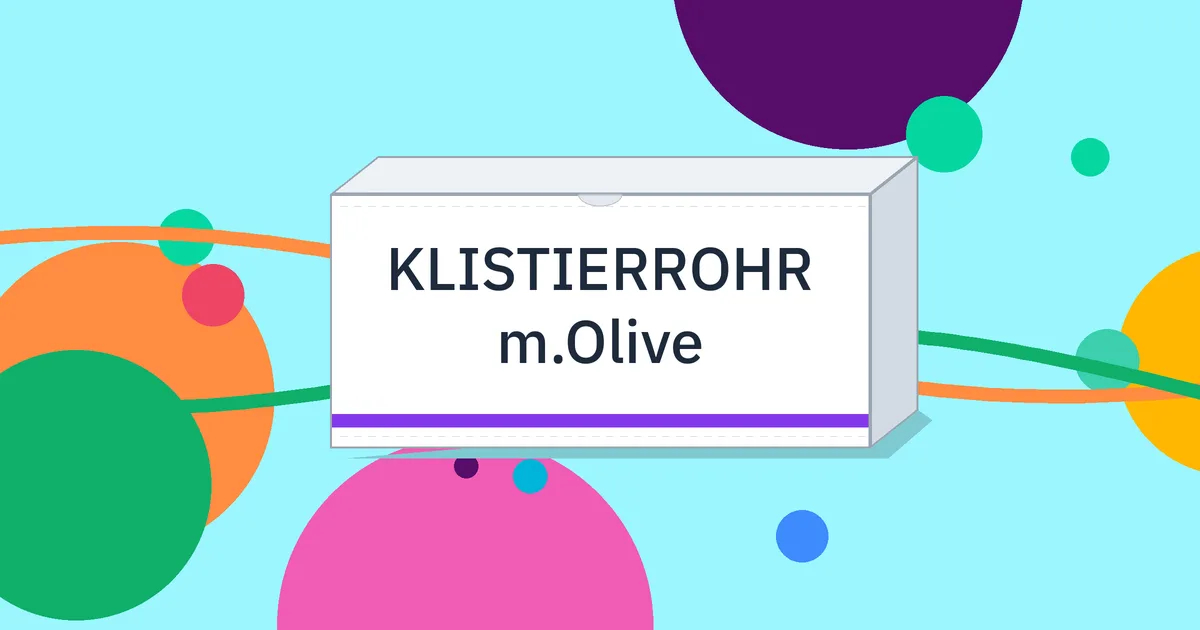 Symbolbild: Packung mit der Aufschrift KLISTIERROHR m.Olive (PZN 02008589) – Verfügbarkeit und Bezug in Apotheken in Frankfurt am Main
