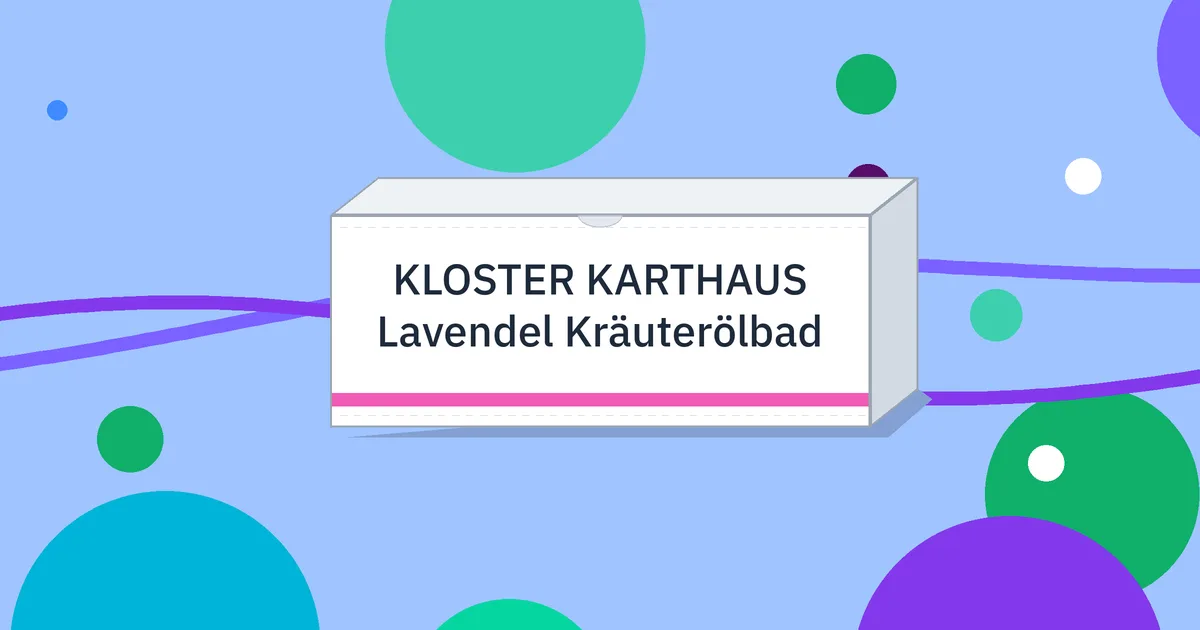Symbolbild: Packung mit der Aufschrift KLOSTER KARTHAUS Lavendel Kräuterölbad (PZN 01528565) – Verfügbarkeit und Bezug in Apotheken in Frankfurt am Main