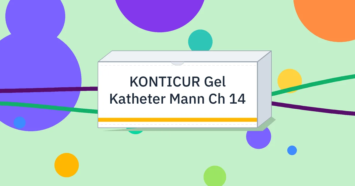 Symbolbild: Packung mit der Aufschrift KONTICUR Gel Katheter Mann Ch 14 (PZN 10099301) – Verfügbarkeit und Bezug in Apotheken in Frankfurt am Main