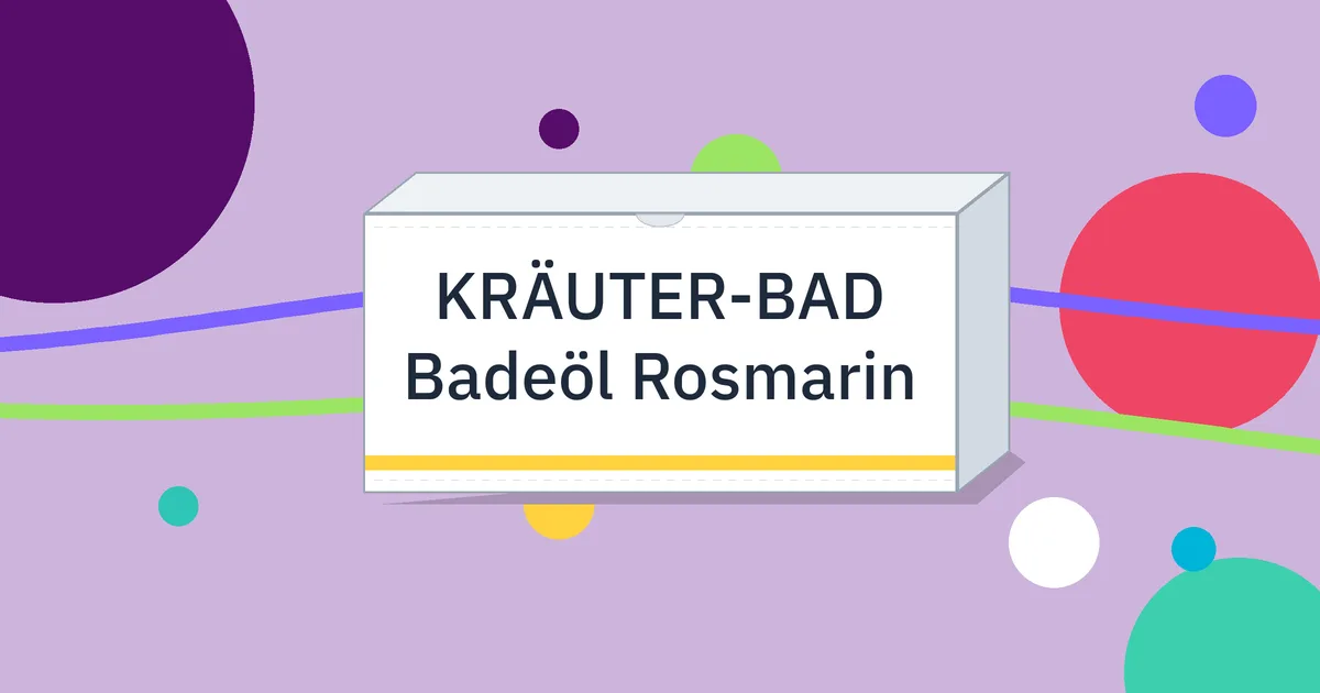 Symbolbild: Packung mit der Aufschrift KRÄUTER-BAD Badeöl Rosmarin (PZN 14263252) – Verfügbarkeit und Bezug in Apotheken in Frankfurt am Main