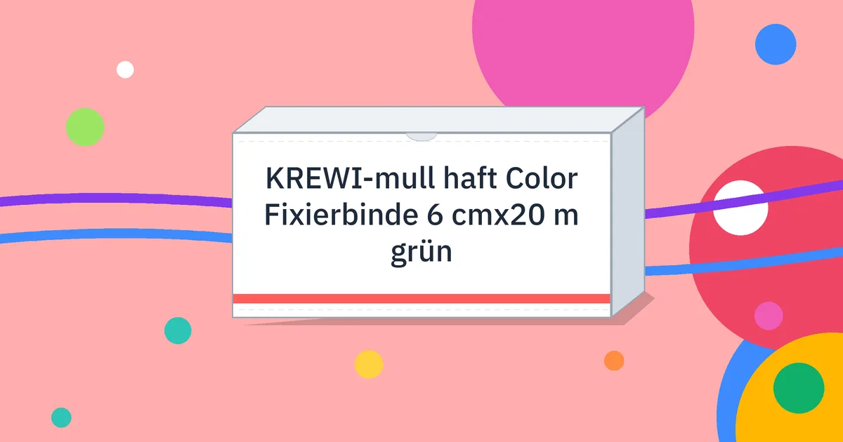 Symbolbild: Packung mit der Aufschrift KREWI-mull haft Color Fixierbinde 6 cmx20 m grün (PZN 11338854) – Verfügbarkeit und Bezug in Apotheken in Frankfurt am Main