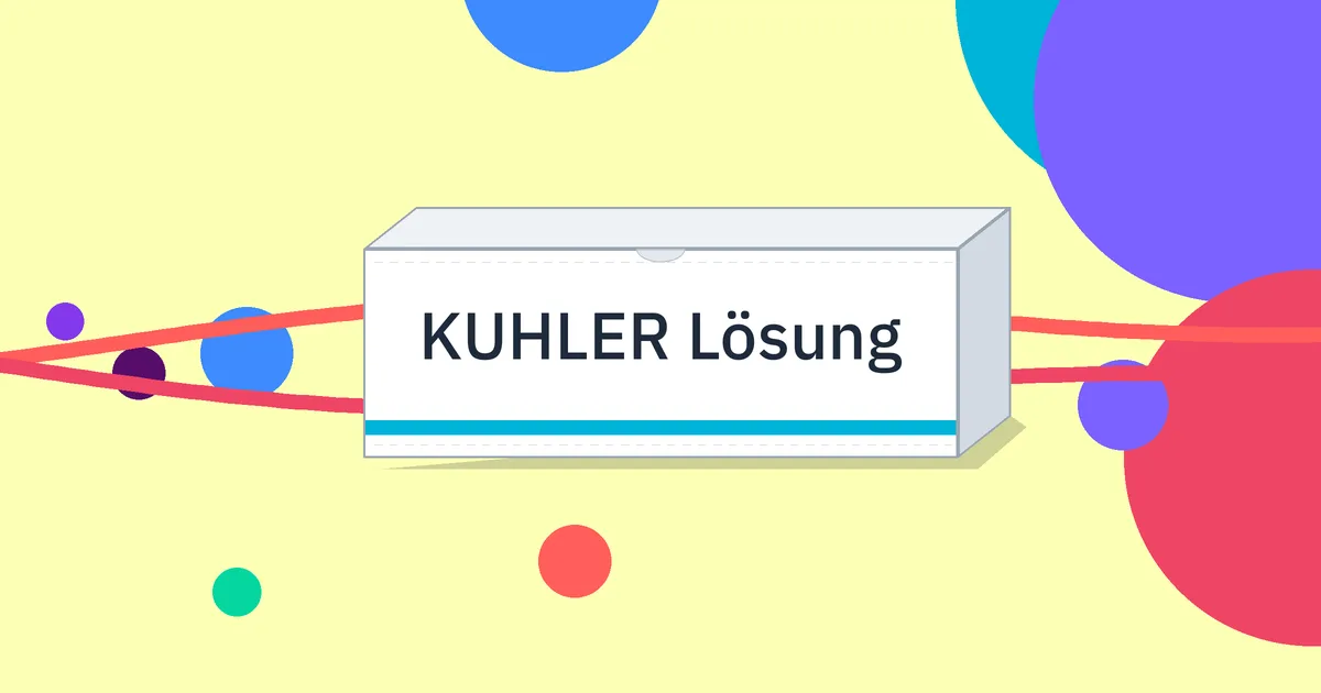 Symbolbild: Packung mit der Aufschrift KUHLER Lösung (PZN 04891591) – Verfügbarkeit und Bezug in Apotheken in Frankfurt am Main