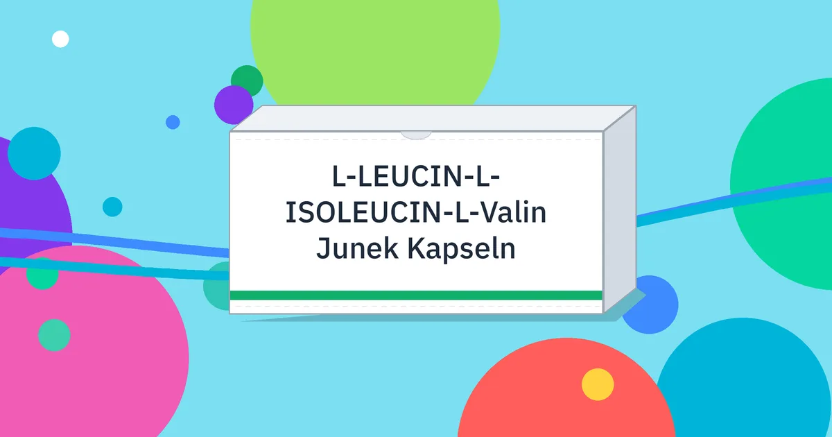 Symbolbild: Packung mit der Aufschrift L-LEUCIN-L-ISOLEUCIN-L-Valin Junek Kapseln (PZN 17755599) – Verfügbarkeit und Bezug in Apotheken in Frankfurt am Main