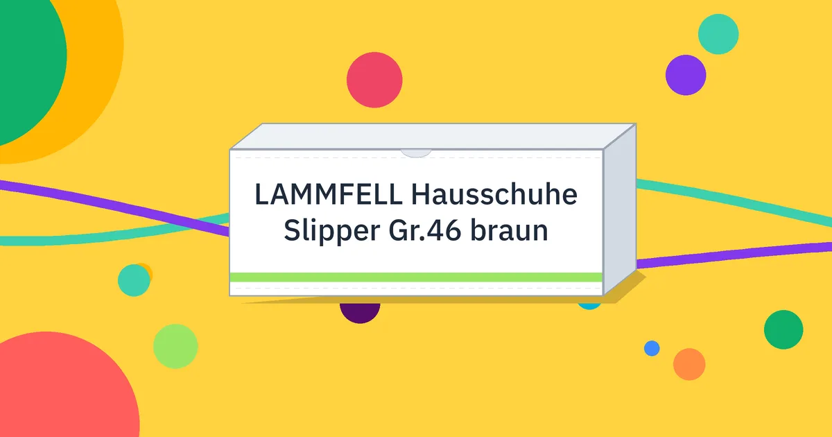 Symbolbild: Packung mit der Aufschrift LAMMFELL Hausschuhe Slipper Gr.46 braun (PZN 13228555) – Verfügbarkeit und Bezug in Apotheken in Frankfurt am Main